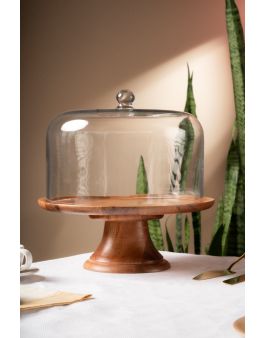 Upper Crust Cake Stand with Glass Cloche - Dessert Display